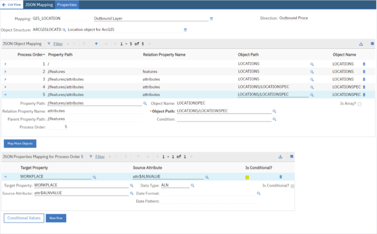 Json Mapping Configuration For Outbound On Locations With Multiple Spec Attributes